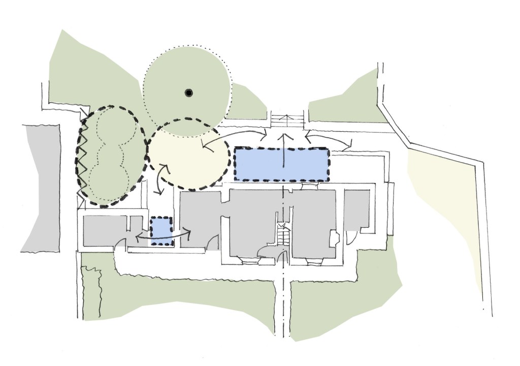 South View. External Areas Diagram - Ian Hazard Architect